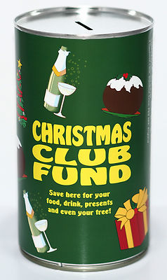 Christmas Club Fund - Savings Tin - Large 17.5cm Savings Cash Tin | eBay UK