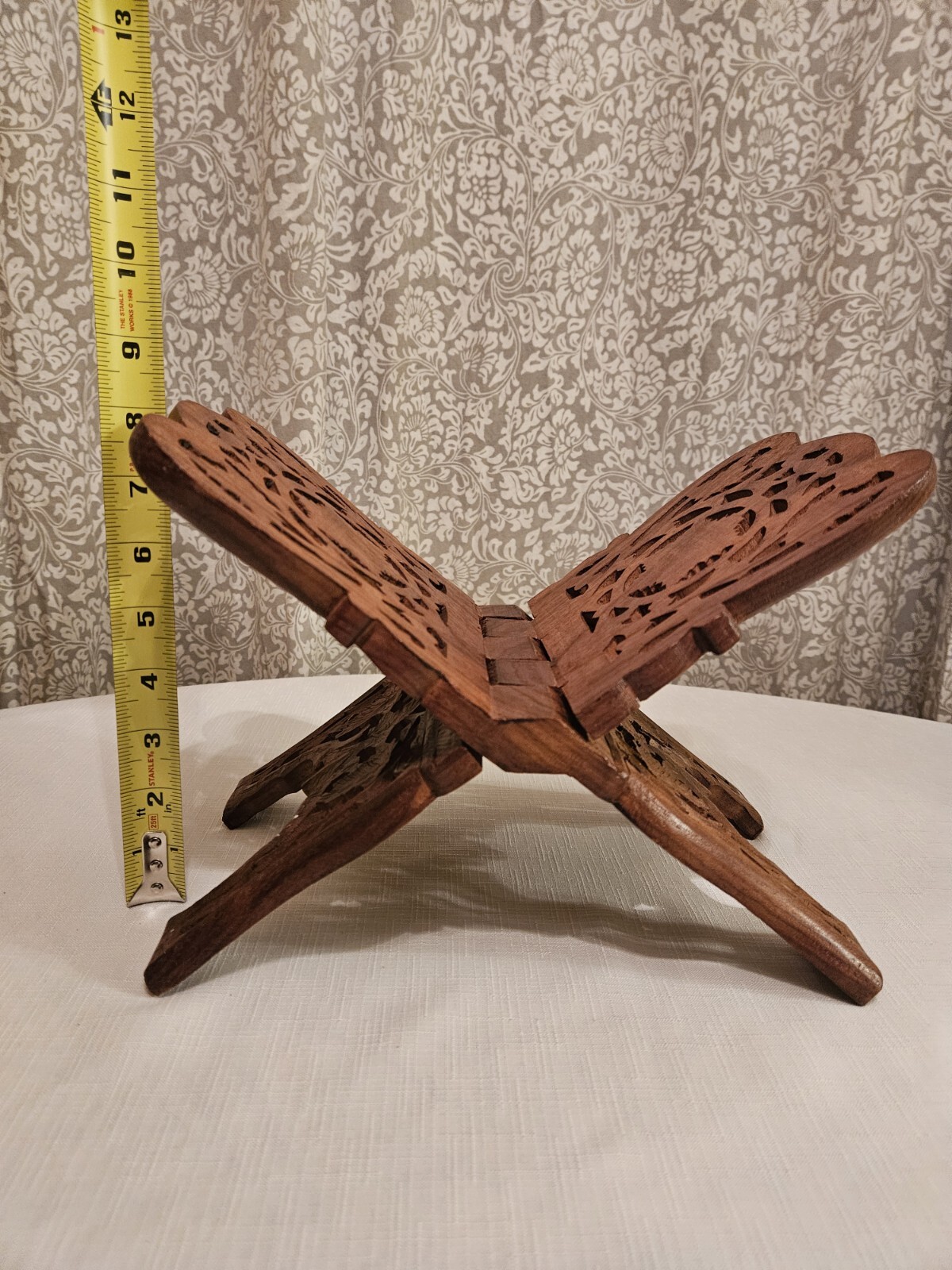 Vintage Hand Carved Wood Folding Cookbook Holder Bible Book Display ...