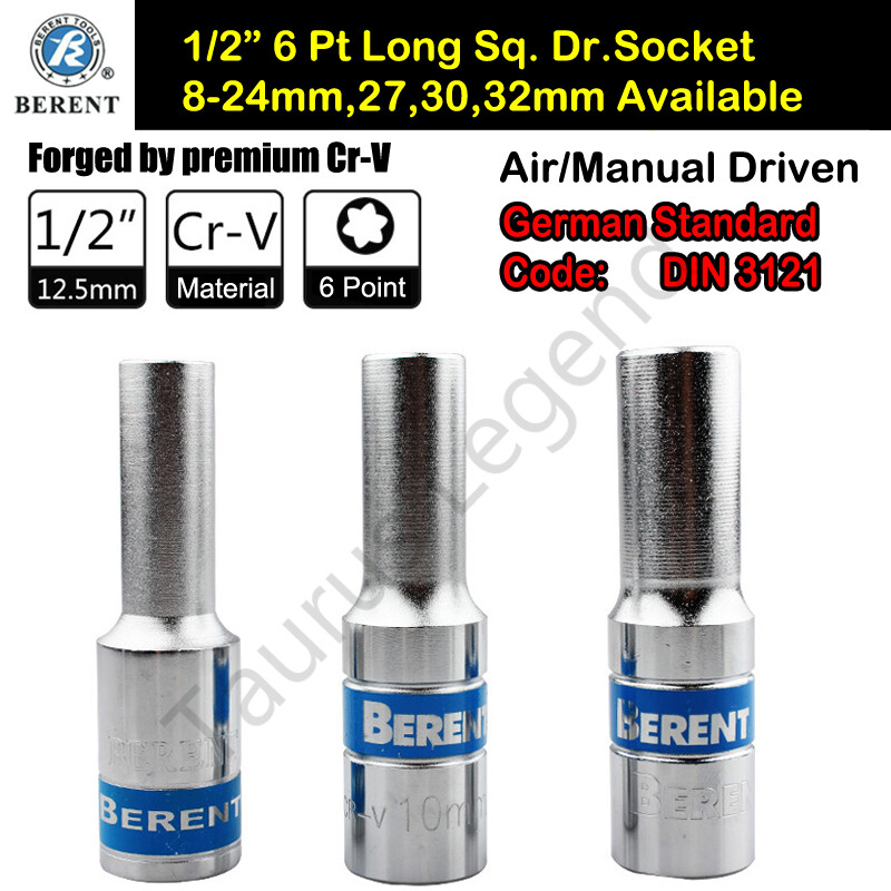 GS Deep Socket 1/2" Drive CRV Metric German Standard (8mm-24mm,27mm ...