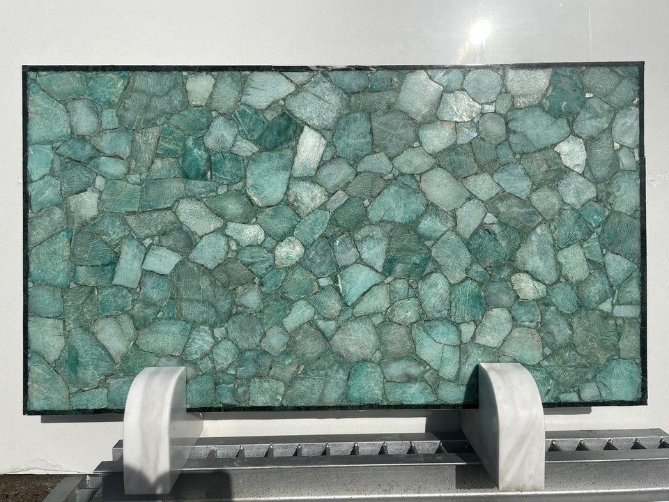 Amazonite Granite Quartz Countertops For Dining & Kitchen Table Top ...