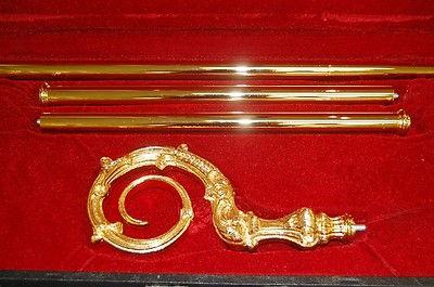 Traditional Bishop Crosier - All Gold Plated - Bishop Staff - Crozier ...