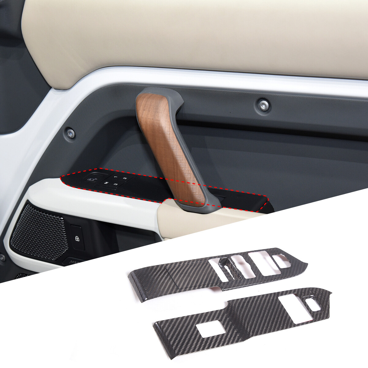 Carbon Fiber Window Lift Switch Trim Frame Fits Land Rover Defender 90 ...