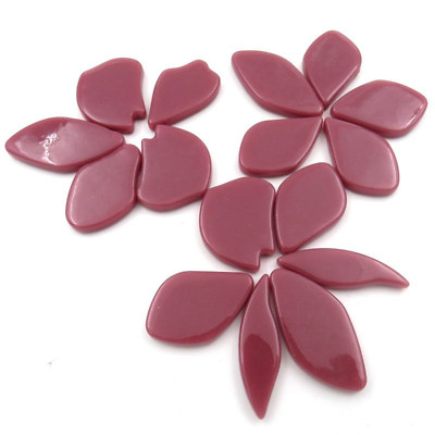 20 Raspberry Purple Petal Flower Shapes Glass Mosaic Tile Pieces - 25 ...