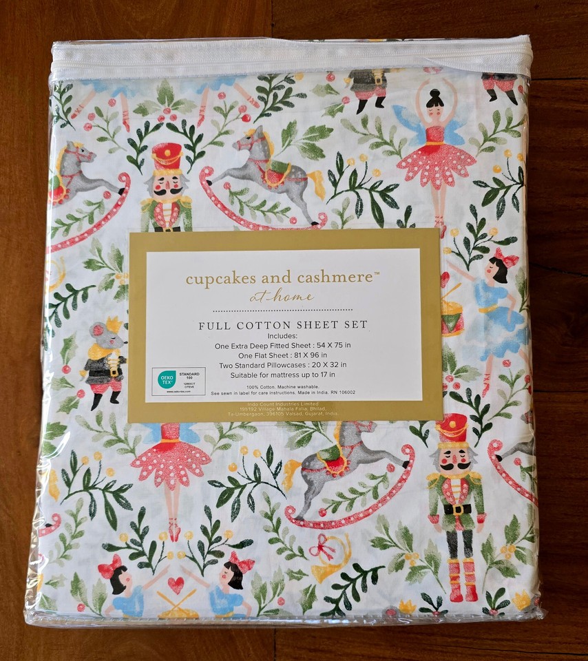 Nutcracker Christmas Ballet Cotton Sheet Set by Cupcakes & Cashmere ...