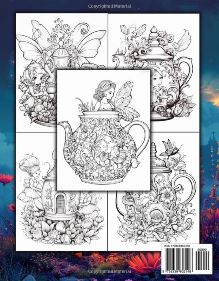 Whimsical Teapot Fairies Coloring Book | eBay