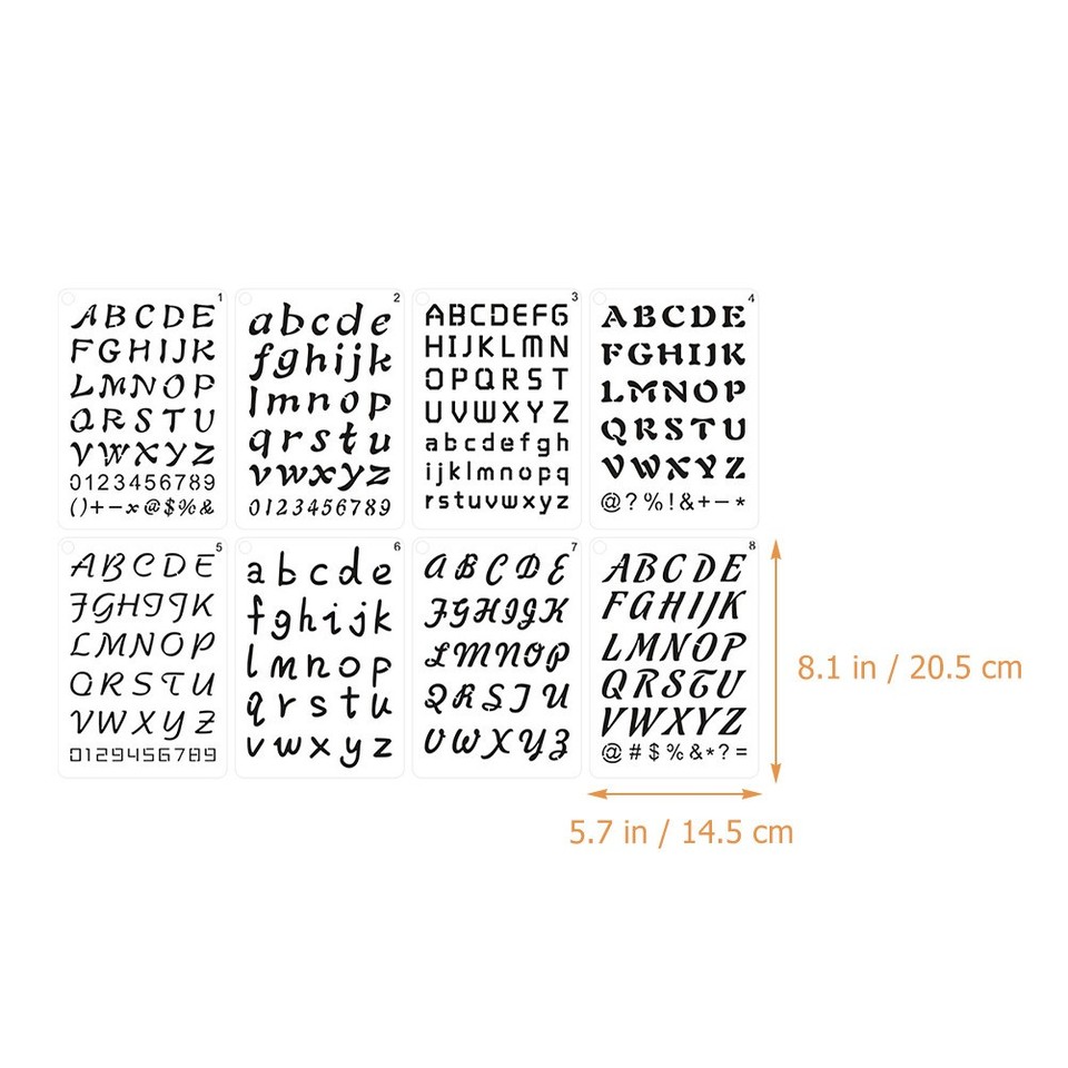 8 Pcs Painting Stencils Alphanumeric Template Child Drawing Calligraphy ...