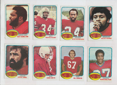 (8) 1976 TOPPS NE PATRIOTS RC LOT ($50) ADAMS HAMILTON HOWARD SMITH ...