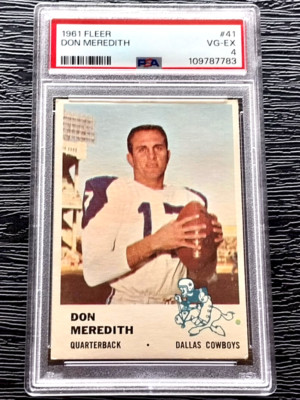 1961 FLEER DON MEREDITH ROOKIE FOOTBALL CARD #41 CENTERED NO CREASES ...