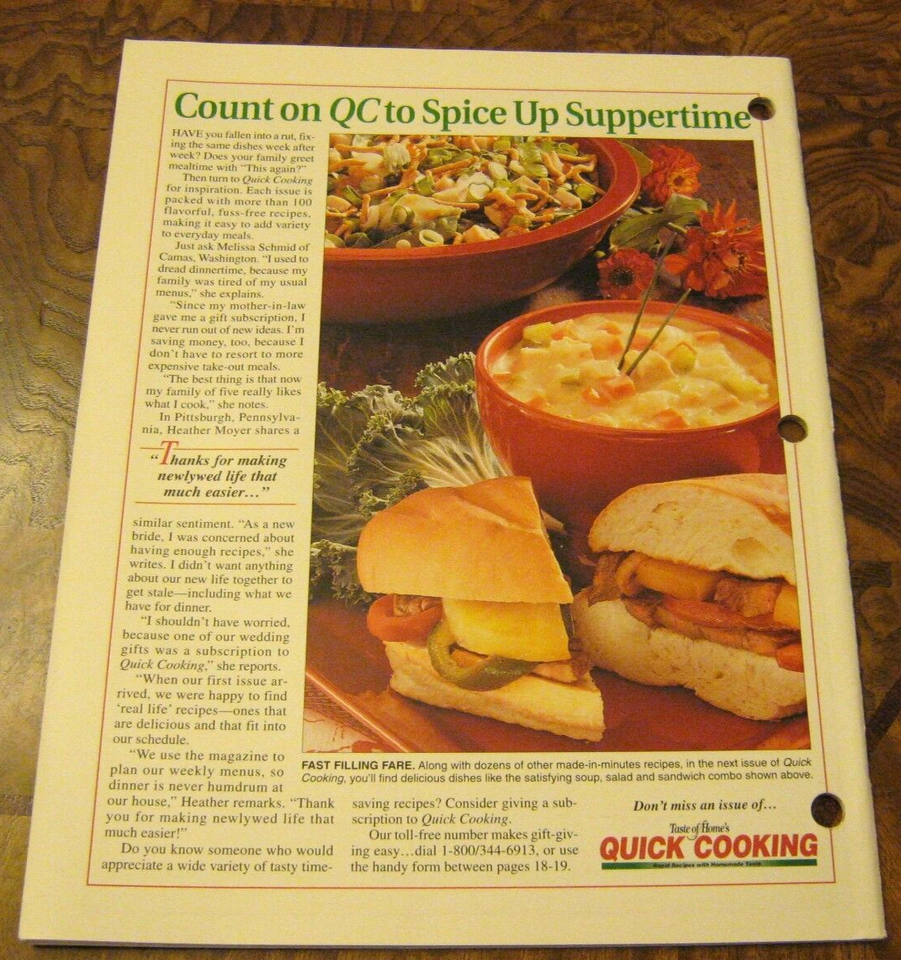 Taste of Home’s Quick Cooking Magazine – Nov/Dec 2000 | eBay
