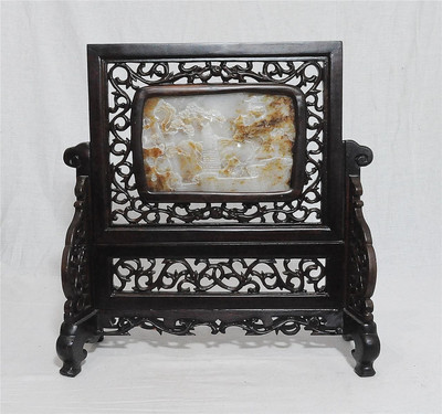 Nice Hand Carved Chinese Jade Insert Table Screen. | eBay Australia