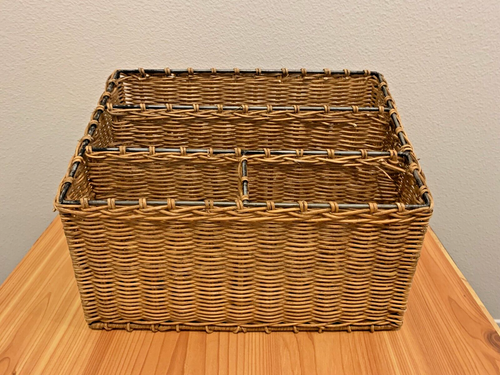 Wicker Weave 4 Section File Box 13' x 8" x 9" Metal Frame Very Nice | eBay