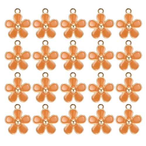 20Pcs Flower Charm Pendant, Gold Plated, 21x18mm, Orange 639664798284| eBay
