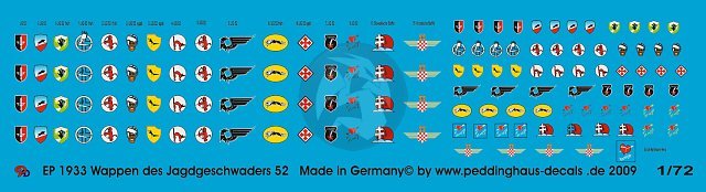 Peddinghaus 1/72 Jagdgeschwader 52 (JG 52) Fighter Wing Unit Markings ...
