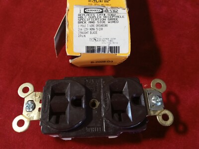 Hubbell HBL5362 Brown Duplex Receptacle 125V 20A 2 pole 3 wire ...