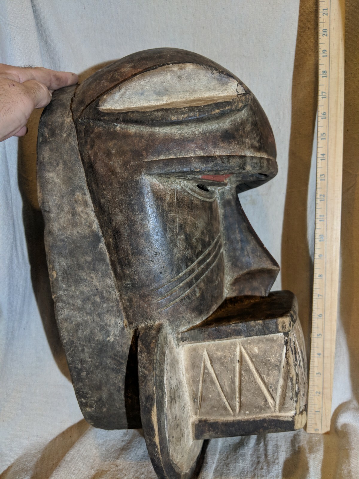 Heavy Unique Mblo Portrait Mask with Pigment — Authentic Carved African ...