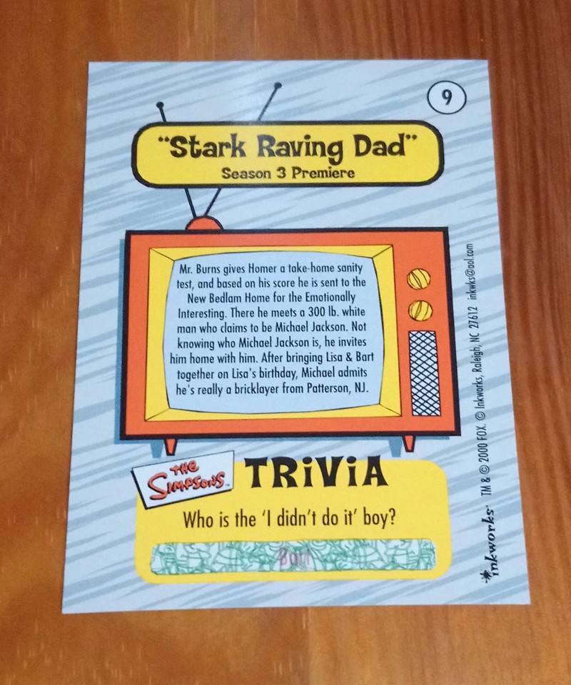 THE SIMPSONS ANNIVERSARY CELEBRATIONS 2000 CARD DECADE OF D'OH! #9 ...