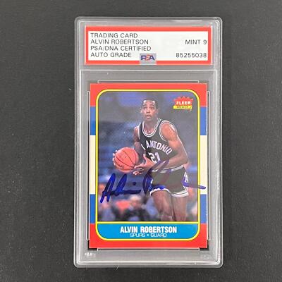 1986 Fleer #92 Alvin Robertson Signed Card Mint 9 PSA Slabbed Spurs | eBay