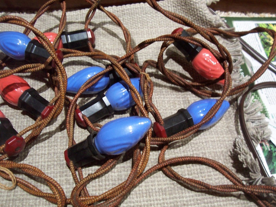 2 Sets of 7 Christmas C 9 Swirl Bulbs Lights 14 Total 2 Cloth Noma ...