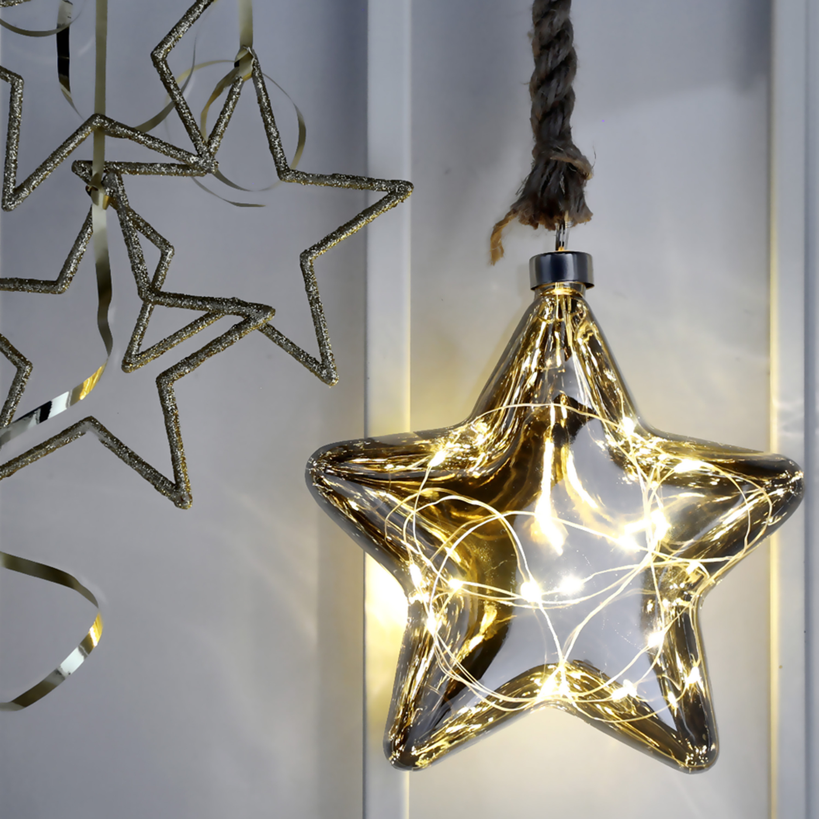 LED Stern Hängend Ø:10/15 10/15LEDs Warmweiß Leuchtstern Weihnachten ...