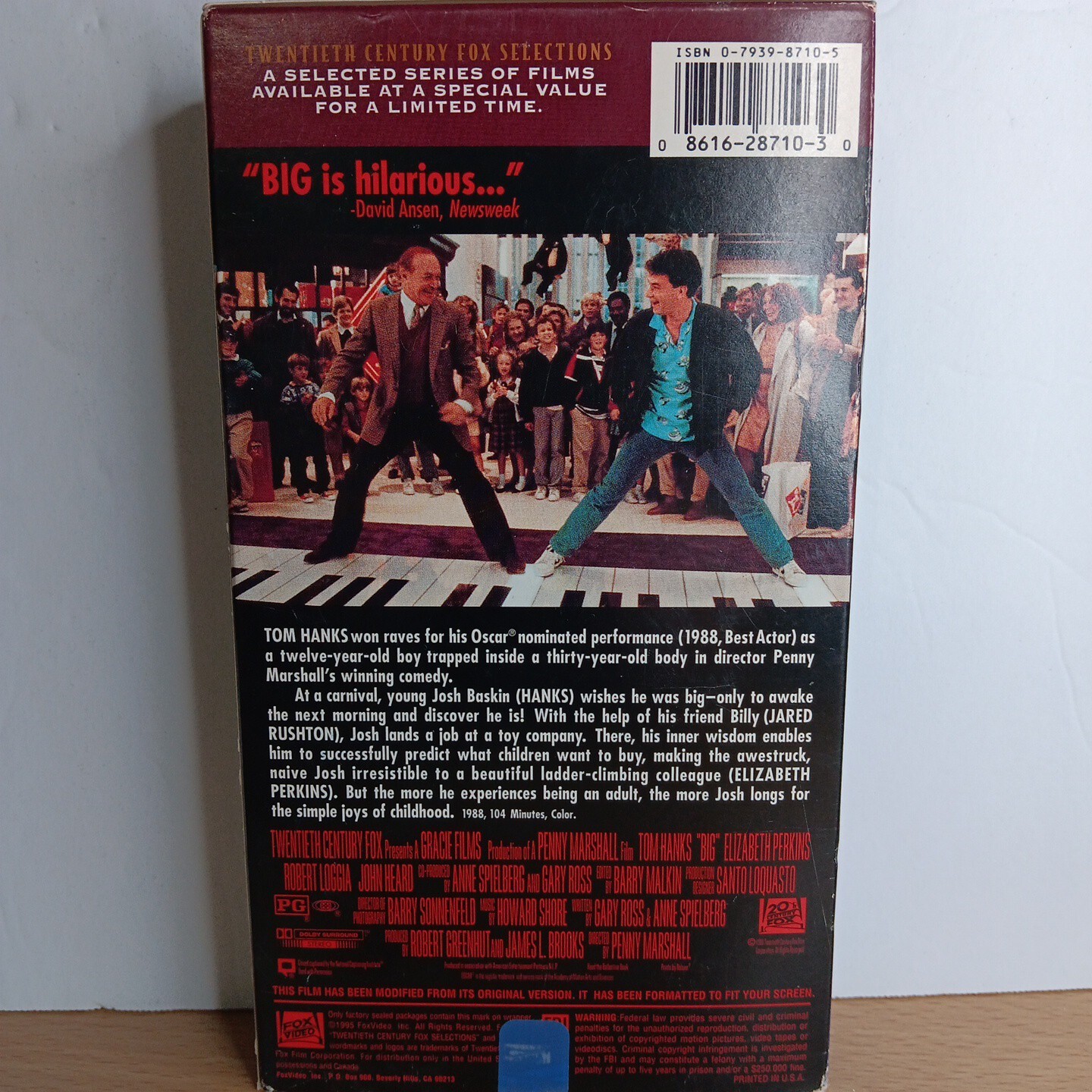 BIG TOM HANKS VHS, 1992 Twentieth Century Fox SELECTIONS 86162165832| eBay