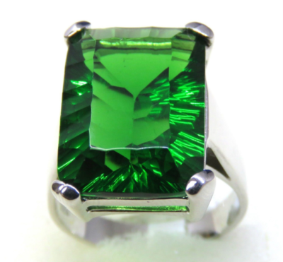 R0768G Mt St Helens Green Helenite Emerald-Cut 13x18mm 16Ct Sterling ...