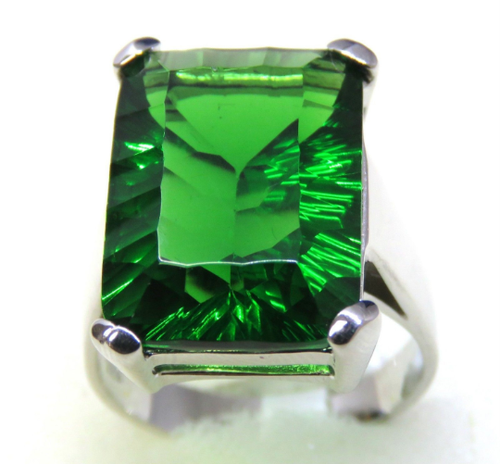 R0768G Mt St Helens Green Helenite Emerald-Cut 13x18mm 16Ct Sterling ...