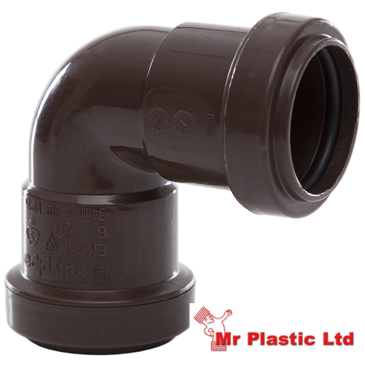 Polypipe 32mm Push Fit Waste Pipe Fittings in Brown (actual size 34mm ...