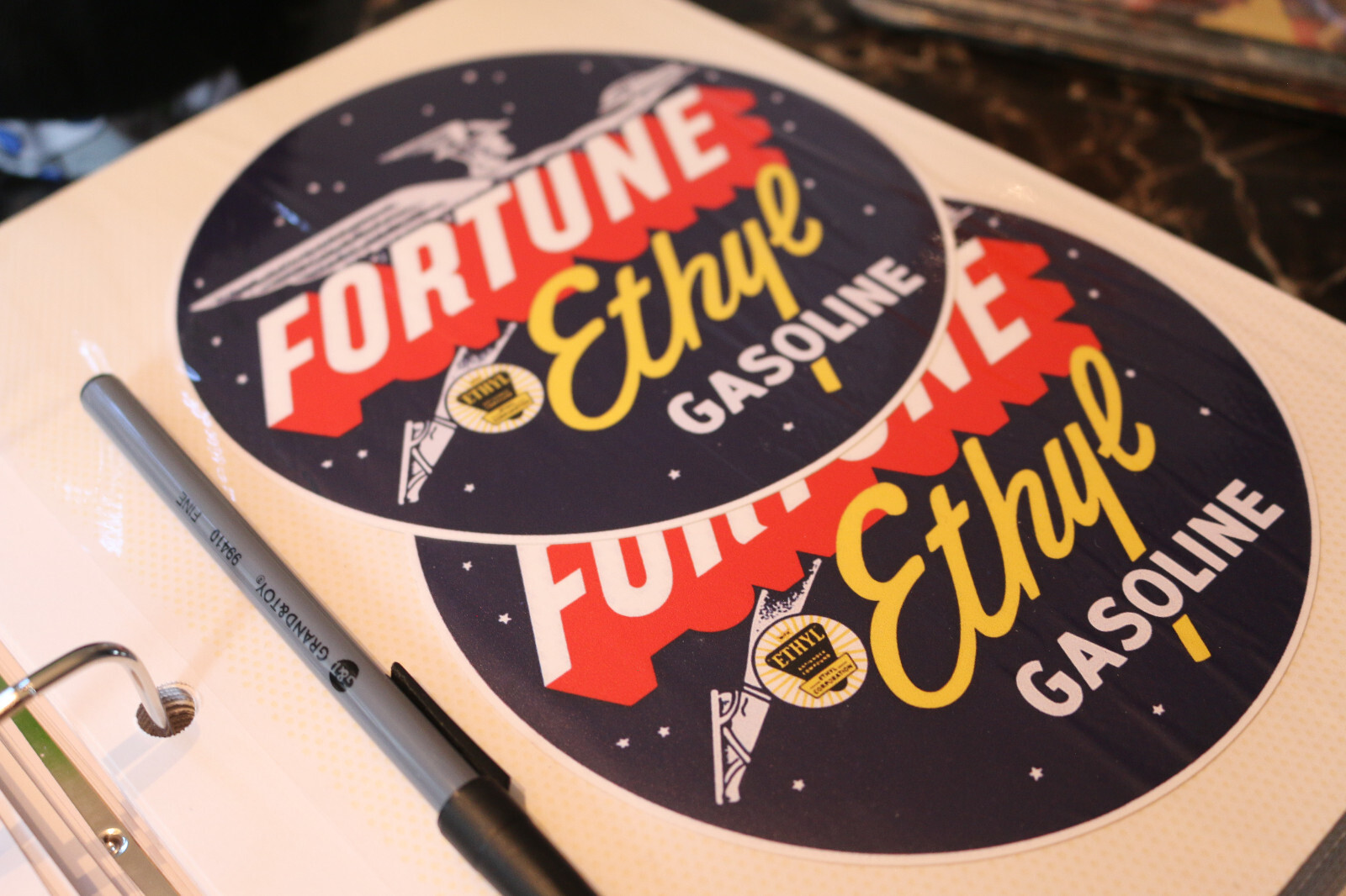 2x 6" fortune ethyl GASOLINE DECAL GAS AND OIL GAS PUMP SIGN WALL ART ...