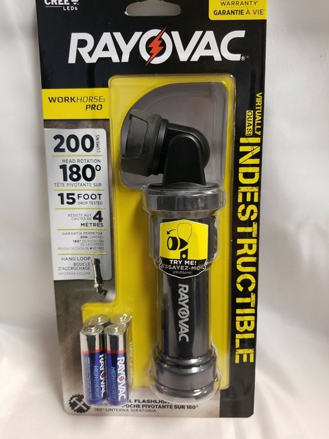 10 Ct Rayovac 180 Swivel Head LED Flashlight 200 Lumens Heavy Duty Work ...