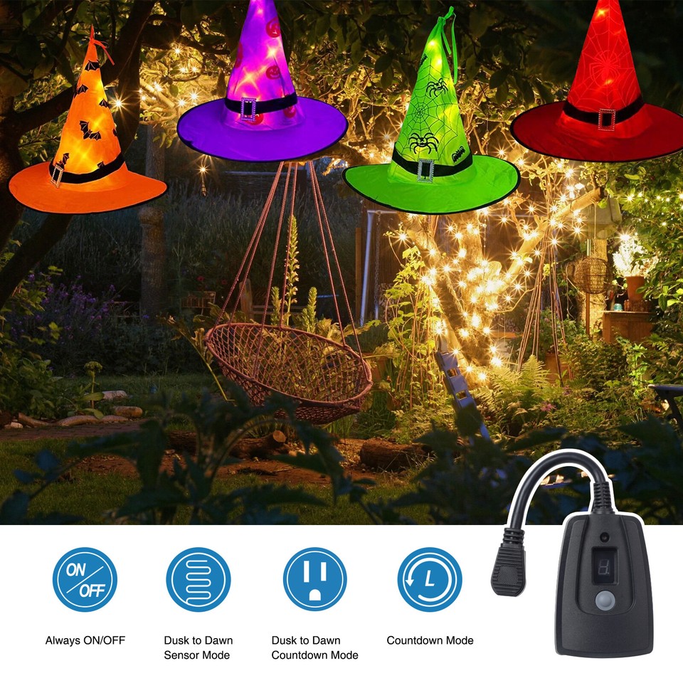 Waterproof Outdoor Timer Plug in Countdown for Christmas String Lights ...
