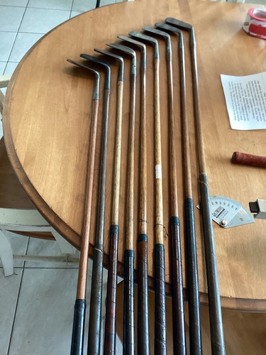 Antique Hickory Wood Shaft 9 Club Set Of Wm Winton Irons Golf Clubs | eBay