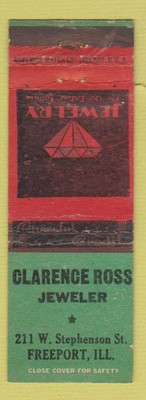 Matchbook Cover - Clarence Ross Jewelry Freeport IL WEAR | eBay Australia