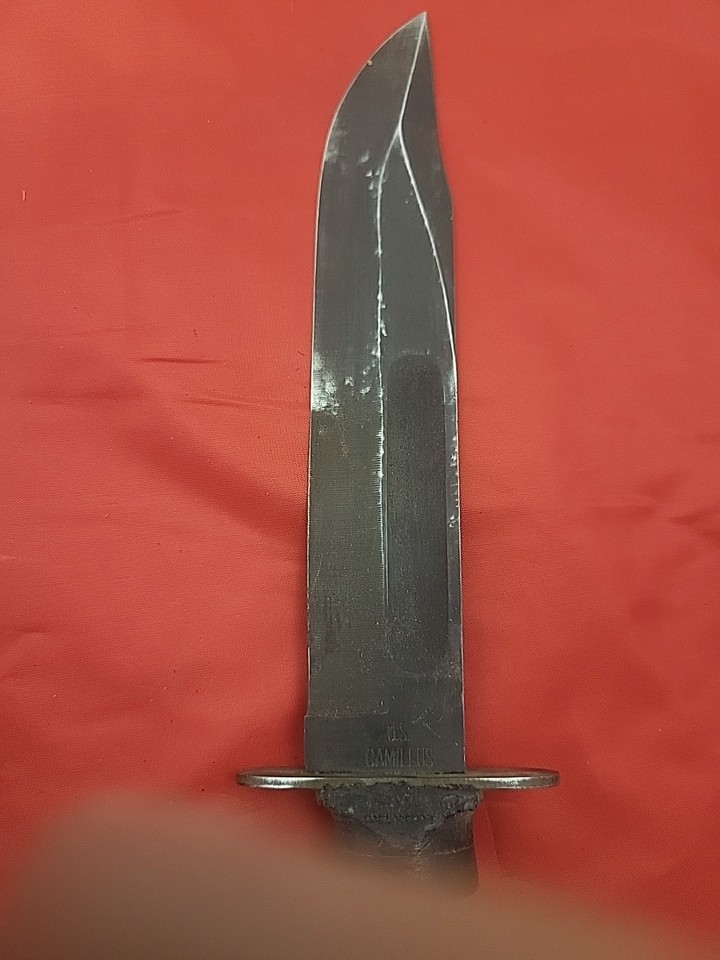 US CAMILLUS Mark 2 MK2 Military Fighting Combat Knife, W/Leather Sheath ...