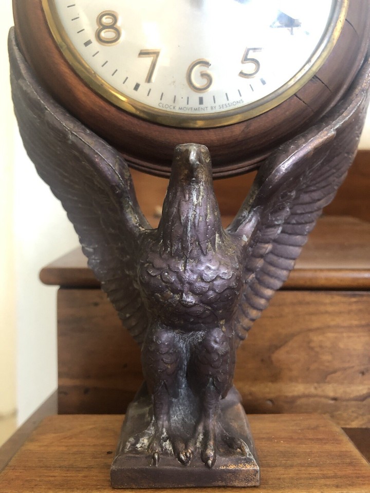 1935 Sessions Master Crafters Brass Eagle Mantle Clock | eBay