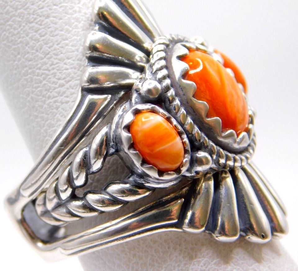 New Carolyn Pollack American West Sterling Orange Spiny Oyster Ring ...