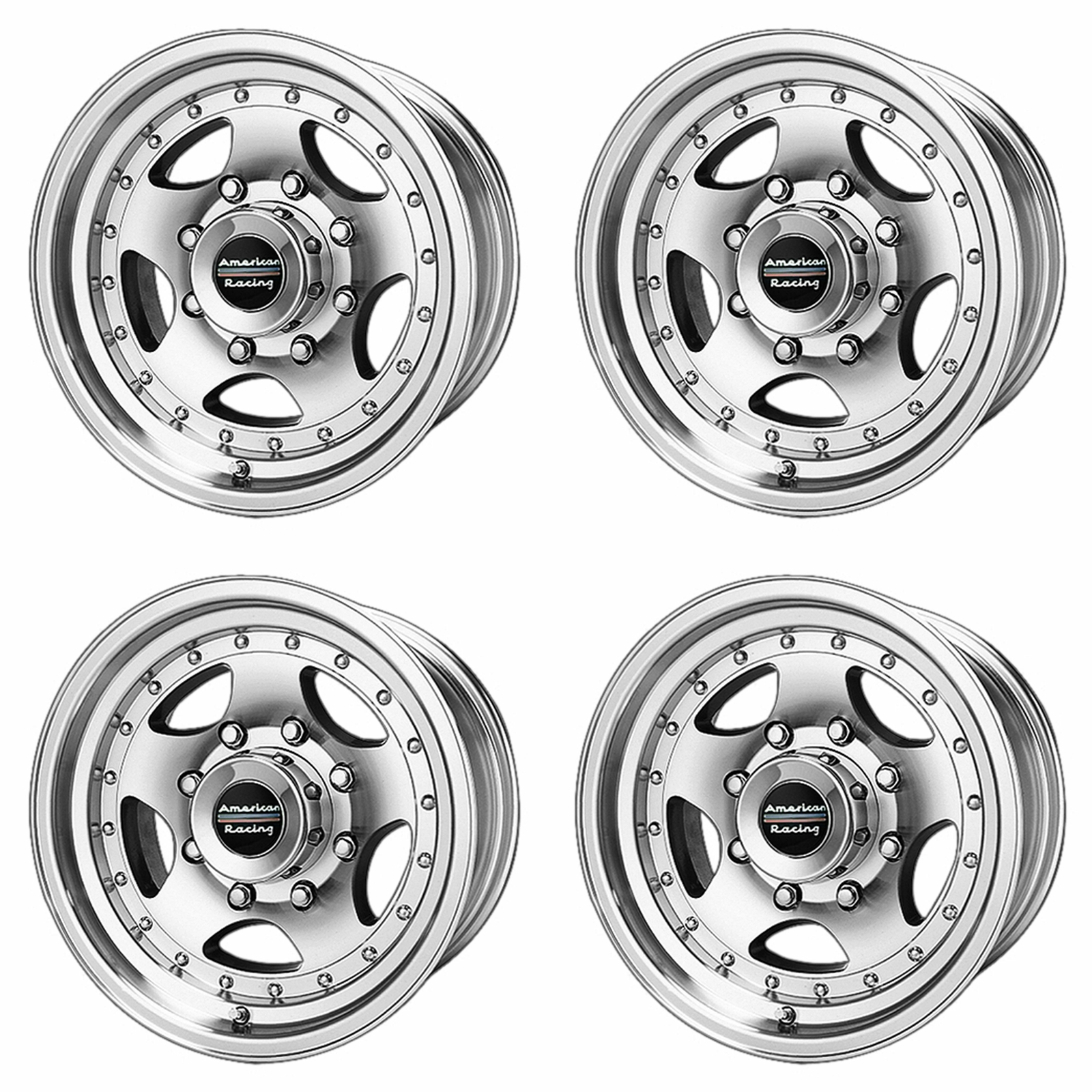 4x American Racing 15x8 AR23 Wheels Machined 5x5.5 5x139.7 -19mm Offset ...