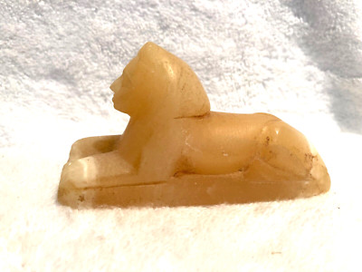 Sphinx Carved Alabaster Stone Yellow/White 2" T x 4" x 1 1/4" | eBay