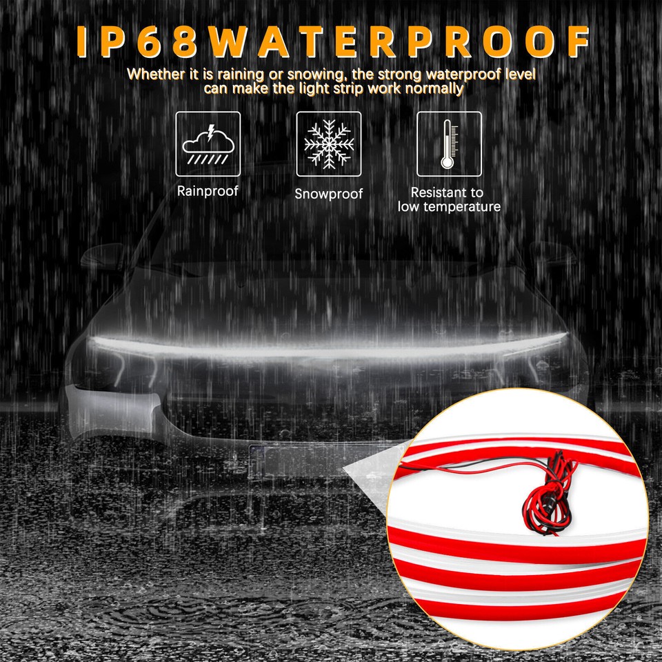 Car Engine Hood Light DRL LED Daytime Running Light Strip Flexible ...