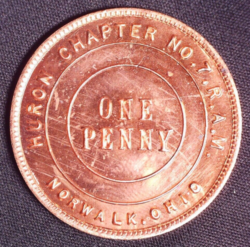 Huron Chapter No 7 Masonic Penny Token Norwalk Ohio | eBay