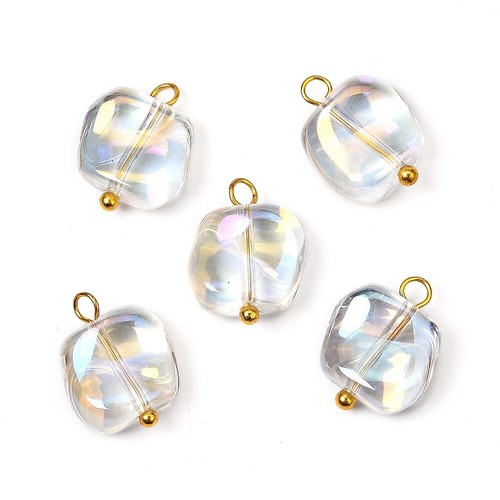 200x Glass Crystal Square Charms Bulk for Bracelet DIY Jewelry Making ...