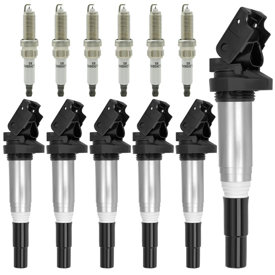 6x OEM UF667 Ignition Coil and Spark Plug For BMW 128i 328i 330i 528i ...