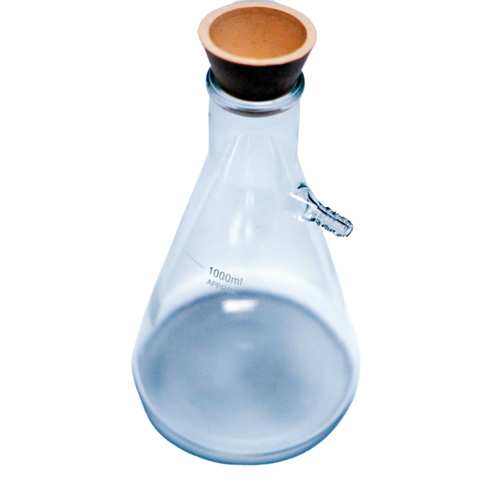Lab glass Erlenmeyer vacuum filter flask filtering flask 1000 ml - 2000 ...