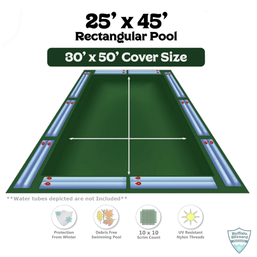 Buffalo Blizzard Supreme Rectangle Swimming Pool Winter Covers w/ Water ...