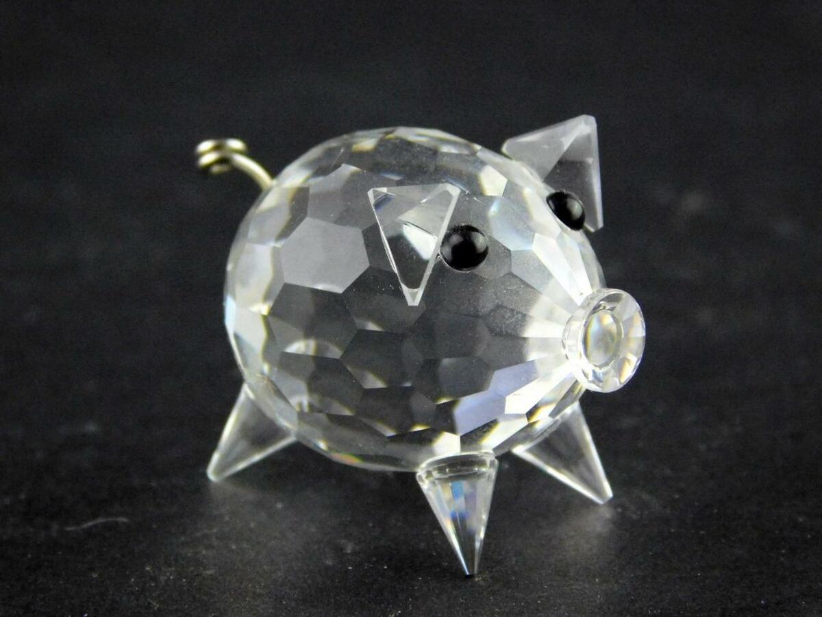 Swarovski Pig with Metal Tail Figurine Faceted Glass Crystal Swarovski Pig with Metal Tail Figurine Faceted Glass Crystal