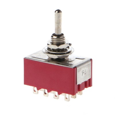 AC 250V/2A 125V/5A 12-Pin On/On 2 Position 4PDT Mini Toggle Switch Red ...