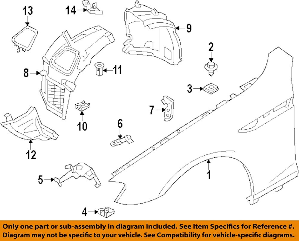 2013 BMW 6 Series Grand Coupe 640i 41357230578 Genuine OEM Right Fender ...