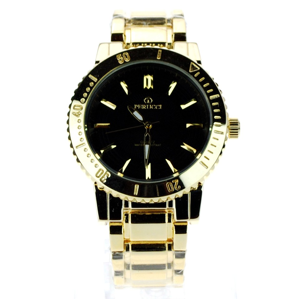 Mens Designer Fashion Luxury Plated Metal Dress Analog Round Wrist ...