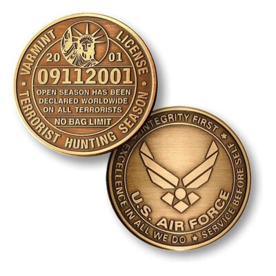 AIR FORCE VARMINT LICENSE TERRORIST HUNTING SEASON CHALLENGE COIN | eBay