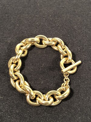 18k GP Yellow Gold Plate Link Bracelet 10" 110g Italy | eBay