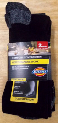 Dickies Light Comfort Compression Men's OTC Socks I21050, 2 Pair BLK 6 ...